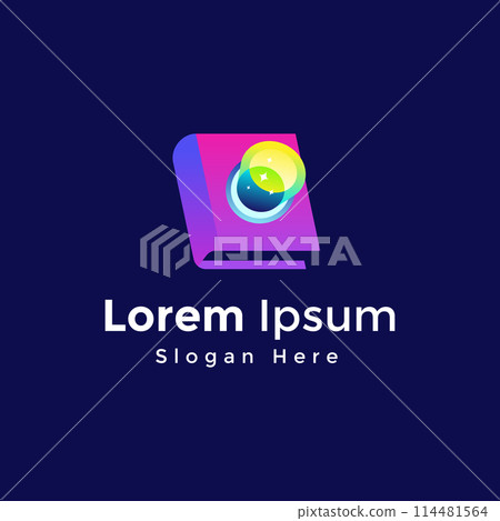 Creative magic book logo vector design,... - Stock Illustration ...