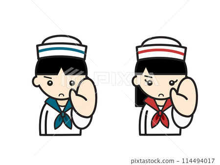 Illustration of a child sailor doing a stop pose - Stock Illustration ...