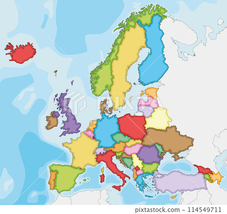 Map Of Europe Without Names Europe With Parts Of Asia, Gray White