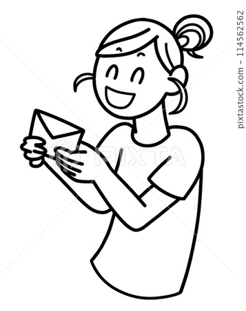 A woman is happy to receive a letter - Stock Illustration [114562562 ...