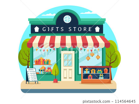 Gifts Store Vector Illustration of Wrapped Gift...-插圖素材 [114564645 ...