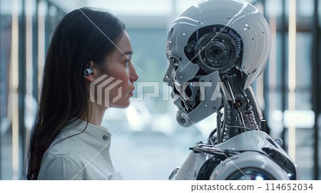 artificial intelligence interacts with humans - Stock Illustration ...