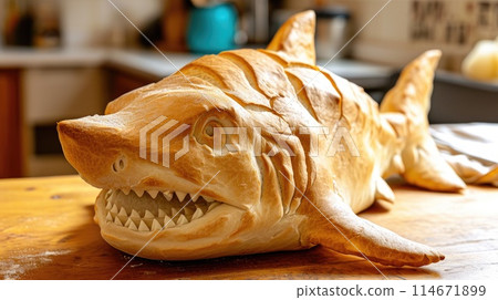Unique bread loaf resembling an shark resting... - Stock Illustration ...