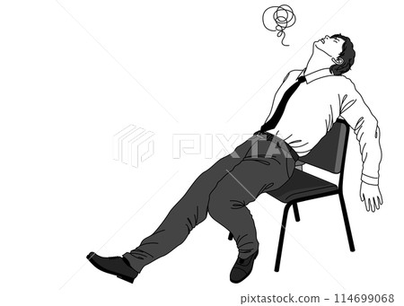 Illustration of a businessman man slumped in a... - Stock Illustration ...