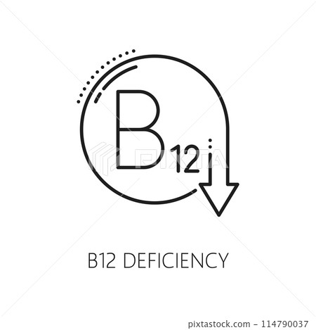 Vitamin B12 deficiency anemia symptom line icon... - Stock Illustration ...