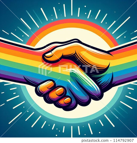 Rainbow handshake symbolizing LGBT - Stock Illustration [114792907] - PIXTA