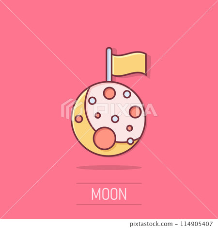 Planet in space in comic style. Moon and stars... - Stock Illustration ...