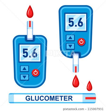 Glucometer, blood glucose test meter device,... - Stock Illustration ...