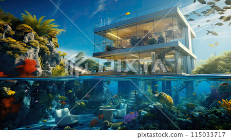 Aquarium Underwater Houses Basement Reef: Under The Sea Live Aquarium