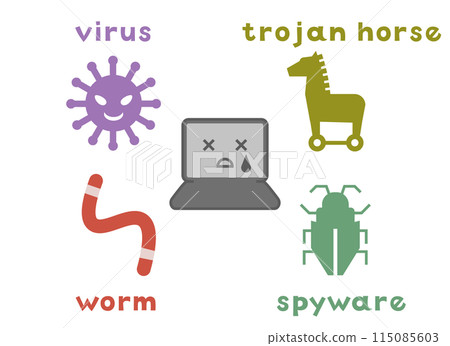 Spyware, malware, computer virus, worm icon... - Stock Illustration ...