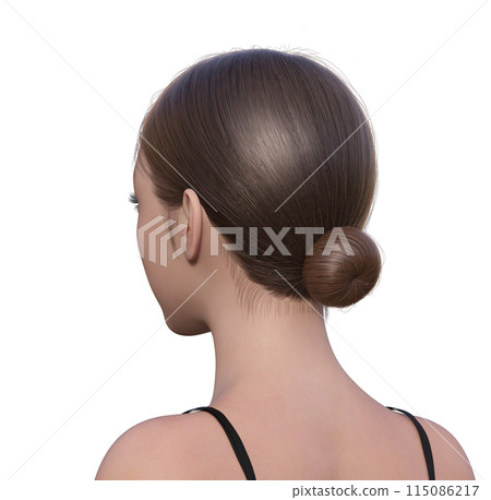 3D illustration of a woman's diagonal back view... - Stock Illustration ...