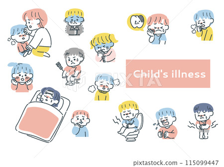 Illustration set about children's illnesses - Stock Illustration ...