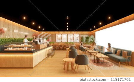 Illustration of a relaxing cafe - Stock Illustration [115171701] - PIXTA