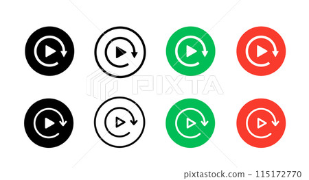 Youtube Replay Icon Replay Video Vector Icon Editable Symbol Stock