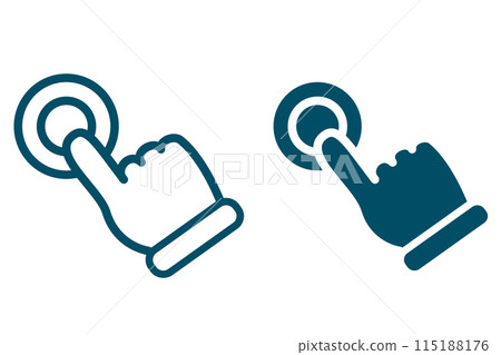 Simple icon set of fingers tapping a button - Stock Illustration ...