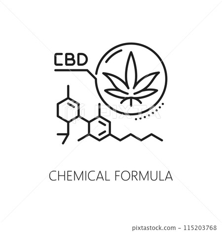 Cannabis CBD chemical formula line icon of... - Stock Illustration ...