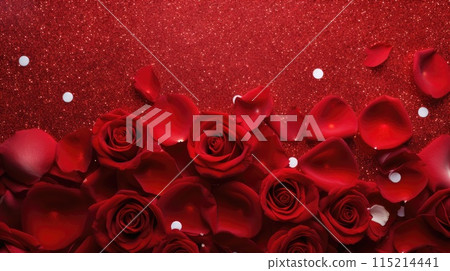 Red roses petals and sprinkles confetti for a...-插圖素材 [115214441] - PIXTA圖庫
