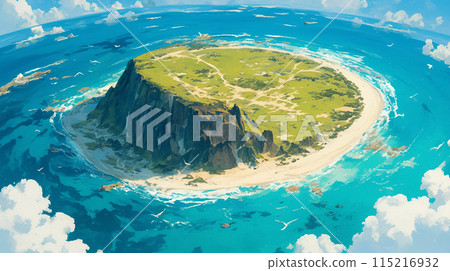 An island seen from above - Stock Illustration [115216932] - PIXTA