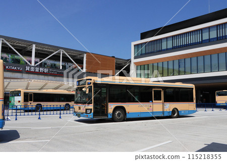 Minoh Kayano Station bus terminal and Hankyu bus - Stock Photo ...