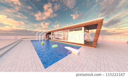 Rooftop pool - Stock Illustration [115222167] - PIXTA