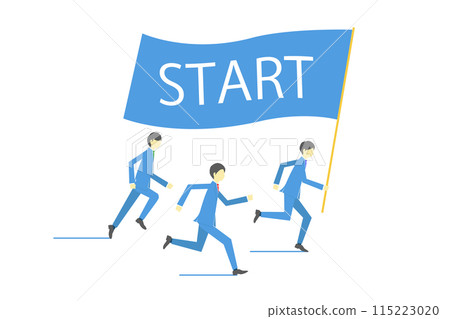 A team of business people running with a... - Stock Illustration ...