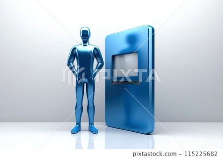 Close-up, 3d mockup of abstract salesman icon...-插圖素材 [115225682] - PIXTA圖庫