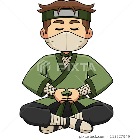 Ninja Meditating Cartoon Colored Clipart - Stock Illustration ...