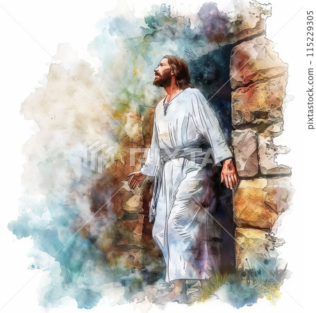 Jesus Christ risen. Element of drawing card for... - Stock Illustration ...