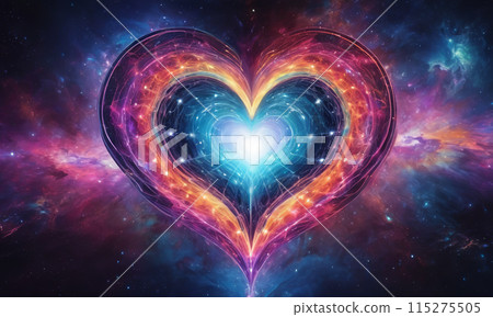 Abstract bright multicolored cosmic heart on a... - Stock Illustration ...