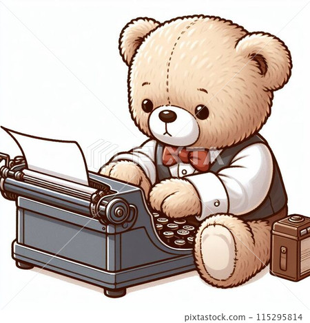 Illustration of a teddy bear typing on a... - Stock Illustration ...