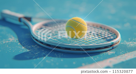 Tennis Racket and Ball on a Blue Surface - Stock Illustration ...