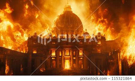 Vatican City in Fiery Illumination - Stock Illustration [115321864] - PIXTA