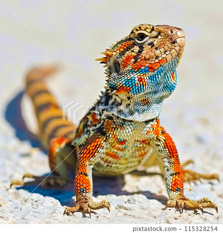 Striking Spiny Lizard with Vibrant Markings on... - Stock Illustration ...