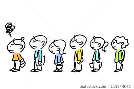 People waiting in line, men and women,... - Stock Illustration ...