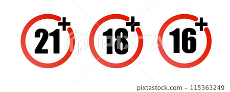 Age limit sign set. Adults content only age... - Stock Illustration ...