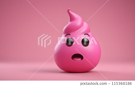 An image of a pink poop with a face on a pink...-插圖素材 [115368186] - PIXTA圖庫