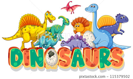 Colorful Dinosaur Scene for Kids - Stock Illustration [115379502] - PIXTA