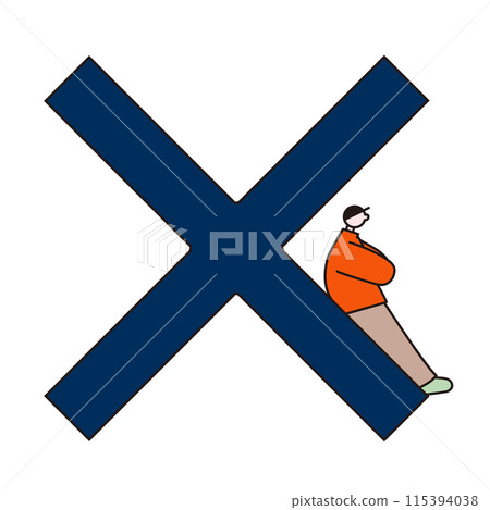 Cross sign pictogram, NO, vector line drawing - Stock Illustration ...