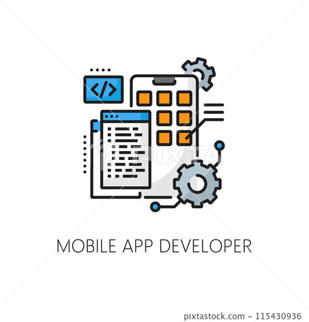 Mobile app developer career, web development... - Stock Illustration ...