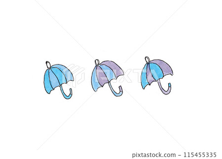 A blue umbrella illustration drawn with... - Stock Illustration ...