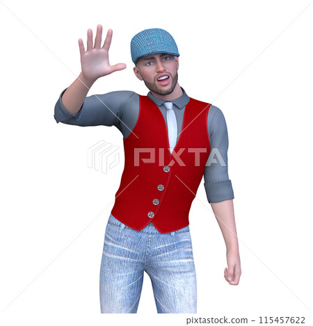man wearing a blue cap - Stock Illustration [115457622] - PIXTA