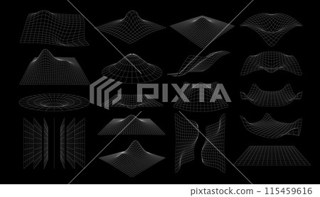 Futuristic wireframe mesh grid with abstract 3D... - Stock Illustration [115459616] - PIXTA