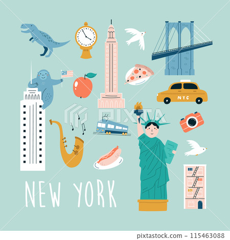 New York hand drawn poster, decoration with... - Stock Illustration ...