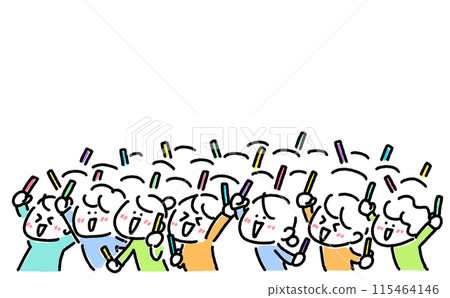 People enthusiastically getting excited at a... - Stock Illustration ...
