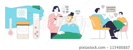 Gender transition process set. Gender-affirming... - Stock Illustration ...
