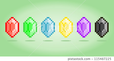 8 bit pixel ruby. Gemstones for game assets and... - Stock Illustration ...