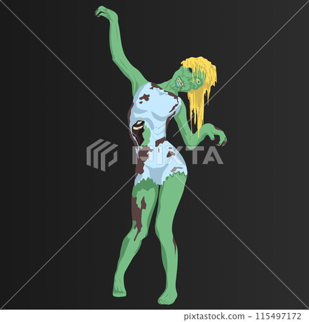 Zombie blonde girl in realistic style with a... - Stock Illustration ...
