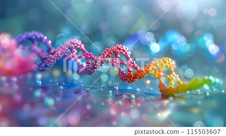 Illustration of rainbow DNA on a blue... - Stock Illustration ...