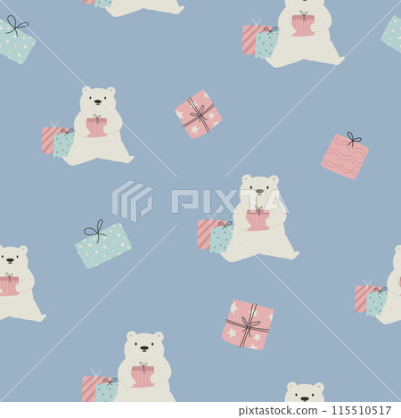 Adorable Christmas seamless pattern with... - Stock Illustration ...