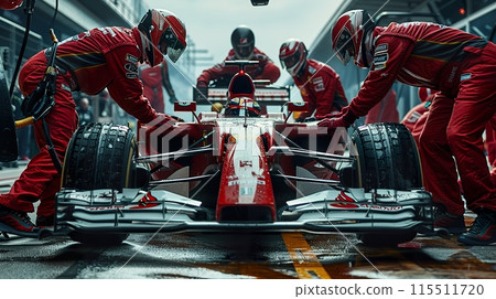 Formula One Pit Stop Team in Action-插圖素材 [115511720] - PIXTA圖庫